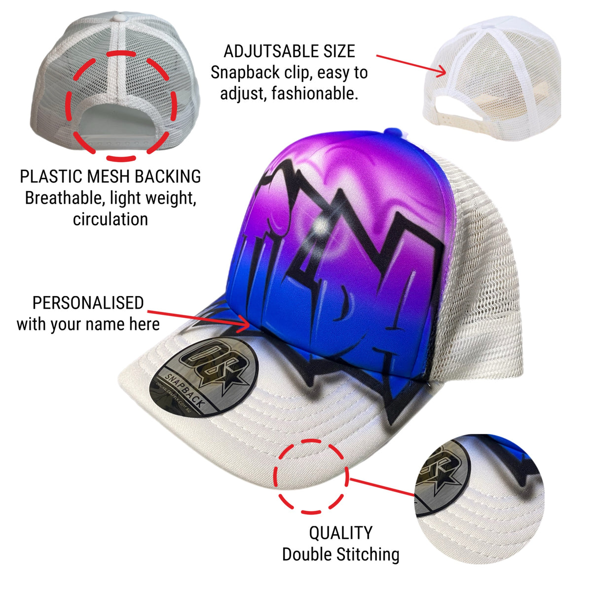 Violet Graffiti Fade Trucker with your name (14) – Original Graffix